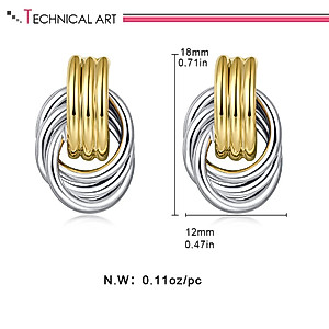 LILIE&WHITE Rhodium And Gold Two Tone Dangle Earrings For Women Statement earrings Geometric Earrings BOHO Earrings For Women