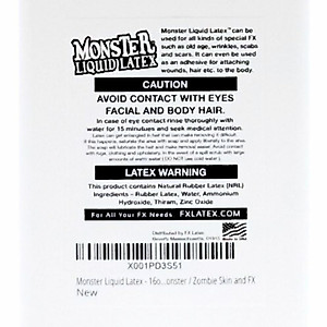 Monster Liquid Latex - Dries CLEAR - Creates Zombie Skin and FX