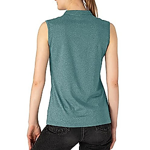 Rdruko Women's Golf Polo Sleeveless Lightweight Quick Dry Workout Tank Tops(Blackish Green, US M)