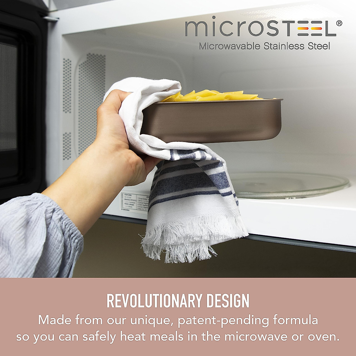 Bentgo® MicroSteel® Leak-Proof Lunch Box - Microwave-Safe, Oven-Safe, Bento-Style Container with Removable Divider, Airtight Lid, Sustainable Design, Odor & Stain Resistant (Rose Gold)