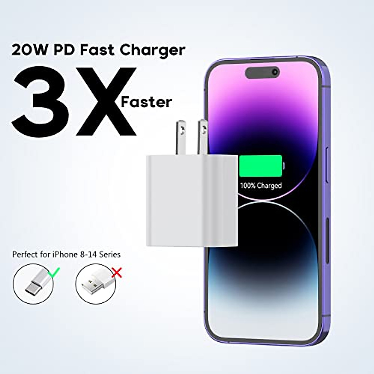 [4 Pack] Fast iPhone Charger Block,Fast Apple Charger iPhone 20W USB C Wall Charger Power Adapter Plug iPhone Charger Fast Charging for iPhone14/13/12 Pro/Pro Max,iPad/AirPods,Samsung/Pixel and More