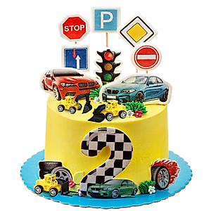 Zhanmai Mini Construction Engineering Trucks Set, 24 Pcs Small Construction Toys and Treat Bags with Twist Ties for Cake Birthday Party Favors Construction Birthday Party Supplies