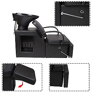 Polar Aurora Adjustable Shampoo Barber Backwash Chair Salon&Spa barber Chair ABS Plastic Bowl Sink Unit Station Beauty Spa Salon Equipment