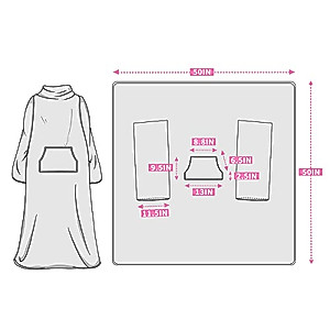 Death Moth Fleece Wearable Blanket with Sleeves Pocket, Skull Decor Warm Soft and Cozy Functional Blankets, Halloween Decorations Gifts for Women Girlfriend Mom Wife and Daughter, 50"x50"