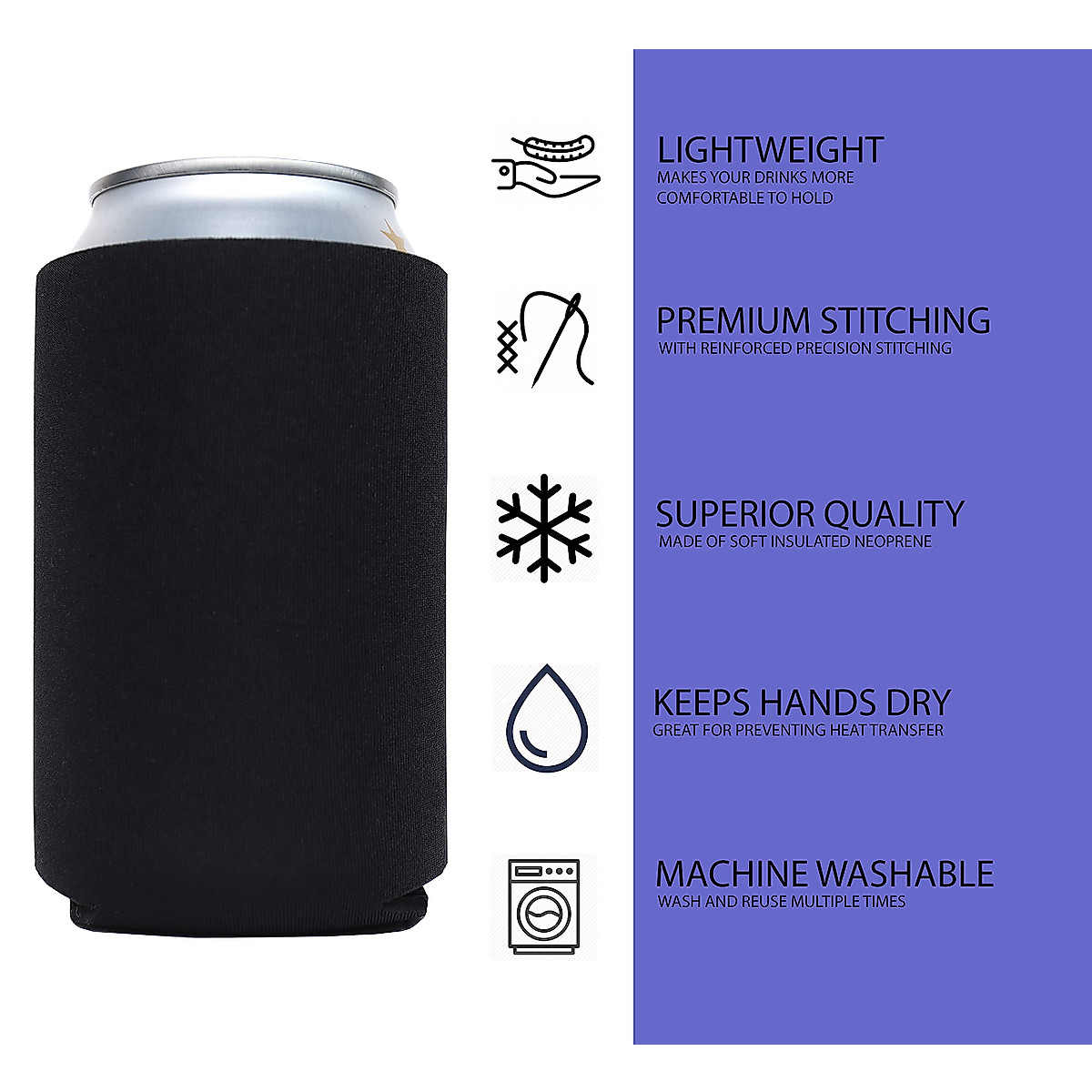 12 Pack Neoprene Can Cooler Sleeves for Standard Size Soda and Beer Cans - Perfect for HTV, Sublimation - Blank Can Coolies – Anti-Slip & Easily identify your Can – Fits 12oz & 16oz Cans - Multi-color