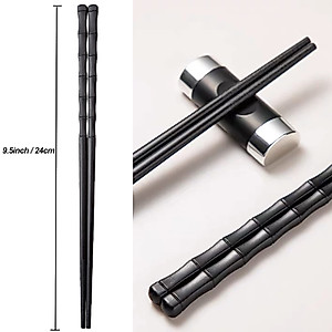 10 Pairs Fiberglass Chopsticks, Slivek Reusable Premium Japanese Chinese Korean Chopsticks Dishwasher Safe, Non-slip, Lightweight, 9.5 inches - Black