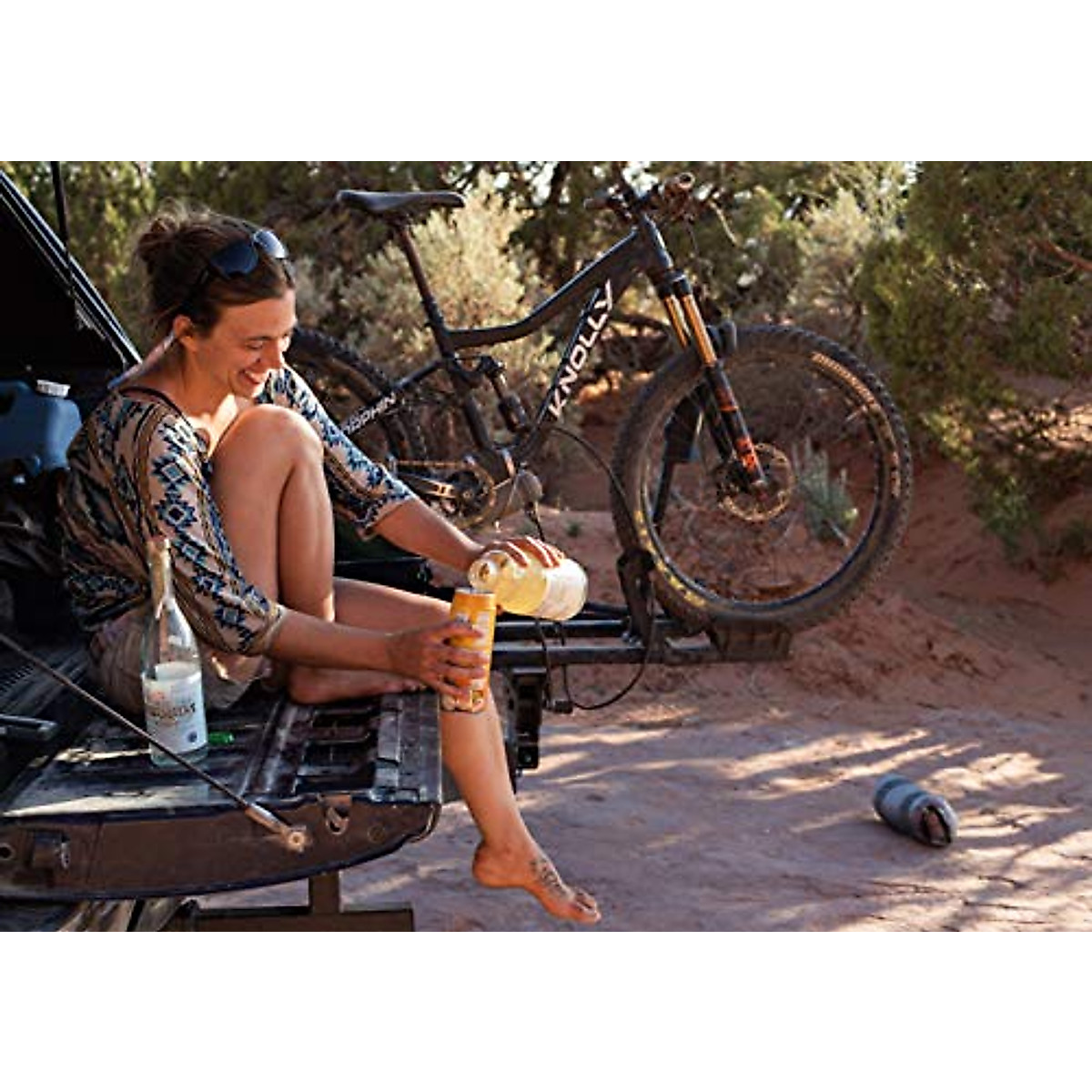RockyMounts BackStage 2" Receiver Swing Away platform hitch 2 bicycle rack. Allows full access to the rear of the vehicle with bikes on or off the rack.