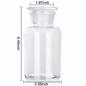 Kestun Lab Borosilicate Glass Reagent Bottle,Wide Mouth Glass Storage Bottle with Ground Stopper (Clear, 500ML)