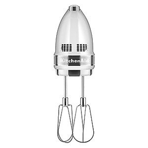 KitchenAid 9-Speed Digital Hand Mixer with Turbo Beater II Accessories and Pro Whisk - White