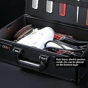 Professional Barber Case, 15.75"×11"×6.2" Barber Beauty Salon Tool Kits Storage Travel Carry Case Hairdresser for Clippers Trimmers Scissors Organizer(Tools Not Included) (Gold)