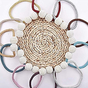 AINAAN 2 Pack Magnetic Curtain Tiebacks Convenient Drape Tie Backs Pearl Decorative Rope Holdback Holder for Small, Thin or Sheer Window Drapries, 2019, Blue