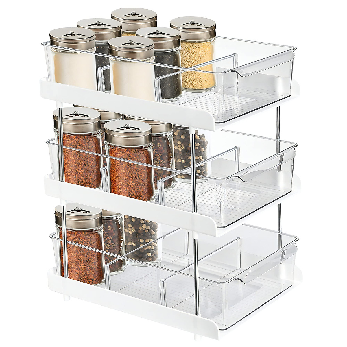 MANO 3 Tier Slide Out Under Sink Organizer with Pull Out Drawers Divided Under Cabinet Storage Shelf for Kithen Bathroom Countertop Organization