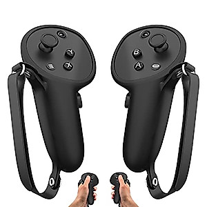 Controller Grip Cover Compatible with Quest Pro Accessories DOBEWINGDELOU Silicone Grips Strap Cover Protector with Knuckle Straps Black