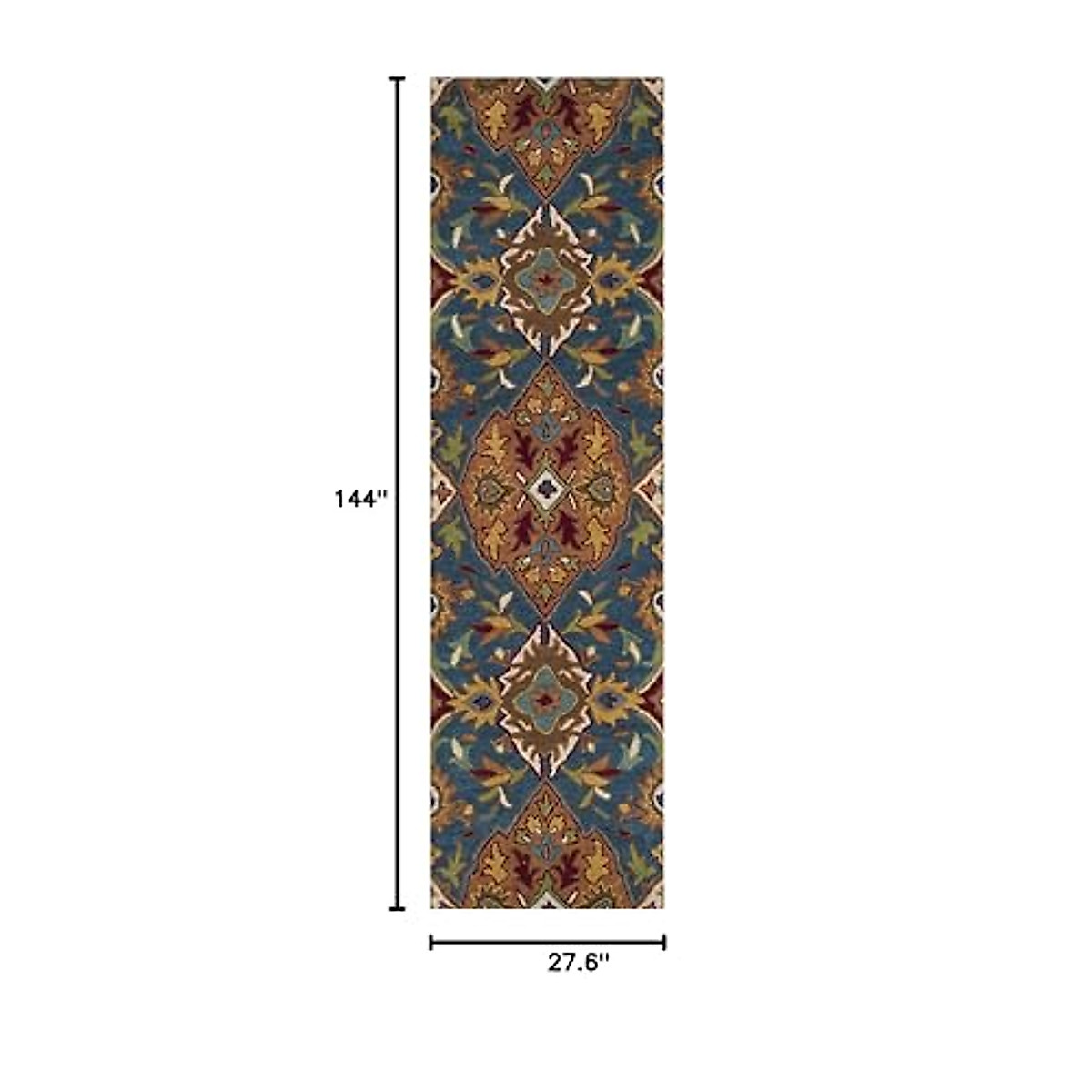 SAFAVIEH Heritage Collection Runner Rug - 2'3" x 12', Camel & Blue, Handmade Traditional Oriental Wool, Ideal for High Traffic Areas in Living Room, Bedroom (HG653A)