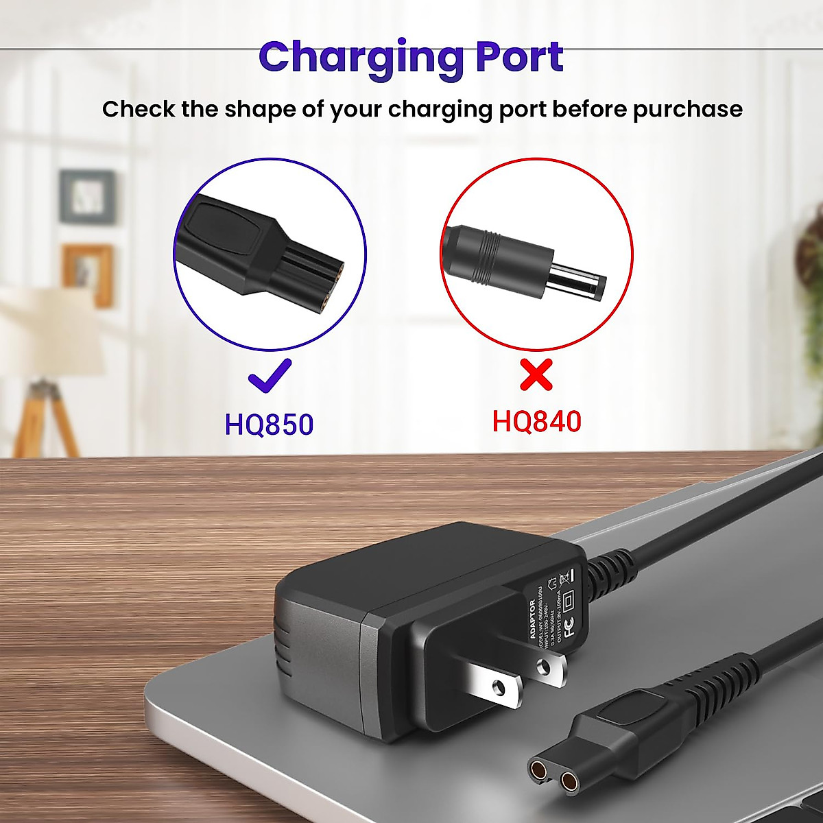 XXSZHY 8V HQ850 Shaver Charger Fit for Philips HQ850 Power Cord - Norelco One Blade QP2630 QP2530 Oneblade Razor Supply Adapter Replacement 3.3FT (8v 100ma)