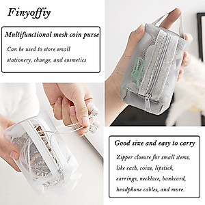 Finyoffiy 3pcs Portable Square Mesh Storage Bag,Zippered Mesh Cosmetic Bag,Small Square Mesh Coin Purse Travel Storage Carry Pouch (3pcs)