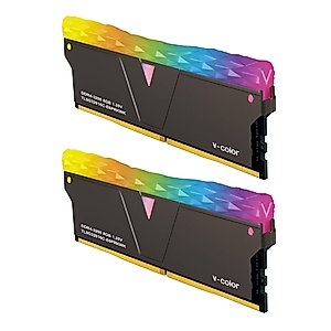 V-Color Prism Pro DDR4 16GB(8GBx2)-3200MHz (PC4-25600) CL16 RGB Gaming Desktop Ram Memory UDIMM Hynix IC - Jet Black (TL8G32816C-E6PRKWK)