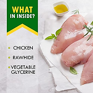 Dog Rawhide Sticks Wrapped with Chicken & Pet Natural Chew Treats - Grain Free Organic Meat & Human Grade Dried Snacks in Bulk - Best Twists for Training Small & Large Dogs - Made for USA (Sticks)