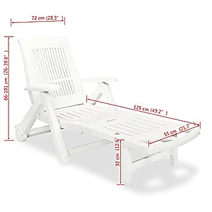 vidaXL Sun Lounger with Footrest Sunbed Outdoor Chair Garden Chair Patio Furniture Weather Resistant Foldable for Easy Storage Plastic White