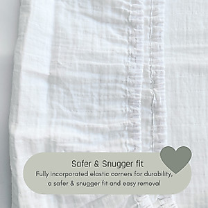 MOZAH Baby Fitted Crib Sheet –100% Organic Cotton Muslin Super Soft Breathable Tailored Snug Fit Solid White for Standard Crib and Toddler Mattresses