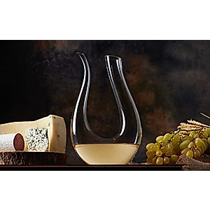 Wine Decanter – Hand-Blown Crystal Wine Carafe – Elegant Modern Pouring Vessel for Hosting Parties – Wine Aerator for Better Wine Experience (50 oz)