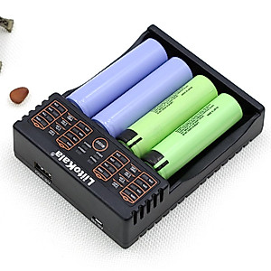 4-Bay USB 18650 Battery Charger with Led Light,Universal Battery Charger for 3.8V 3.7V IMR 18650 26650 RCR123A 14500 16340 LiFeO4 1.2V Ni-MH Ni-Cd AA AAA Battery