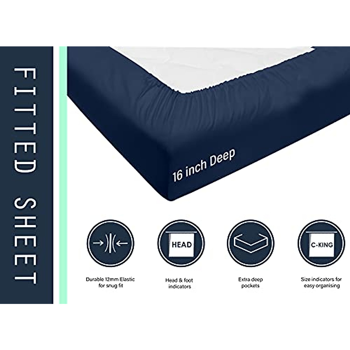 KESARA 1000 Thread Count 100% Egyptian Cotton Bed Sheets 4 Pc Queen Size Sheet Set Navy Blue, Sateen Weave Bed Sheets, Single Ply Yarns, Luxury Collection, Fits Mattress up to 16” Deep Pocket