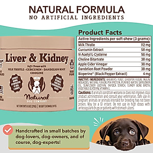 Natural Dog Company Stinky Liver & Kidney Supplement Chews - Dog Liver Support for Optimal Health - Turkey Flavored Treats - Promotes Digestion and Immune Health – Milk Thistle for Dogs (90 Chews)