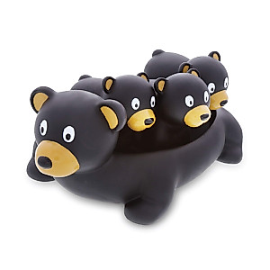 Dollibu Black Bear Family Animal Bath Squirters 4 Piece Bath Toy Set, Children Bath Toys for Bathtime & Water Fun, Girls & Boys Floating Cute Animal Rubber Squirt Toys, Pool Toys for Kids - Black Bear