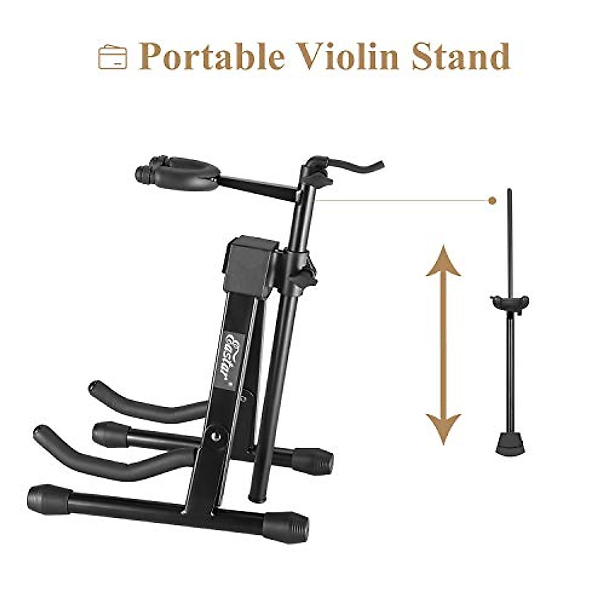 Eastar EST-006 Violin Stand Viola Stand with Bows Hook Holder Portable Adjustable