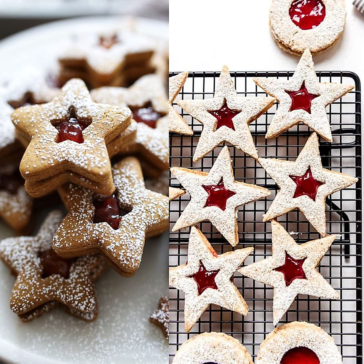 Vokop Star Cookie Cutter Set-5 Pack Stainless Steel Five-Pointed Star Biscuit Molds Fondant Cake Cookie Cutter Set Pastry Mold