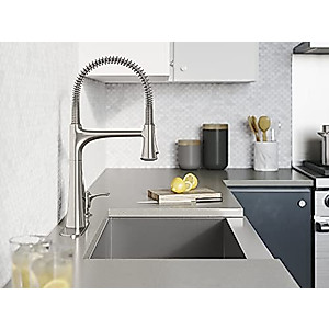 KOHLER R27459-SD-VS Lilyfield Commercial Style Pre-Rinse Single-Handle Semi-Professional Kitchen Sink Faucet, Vibrant Stainless