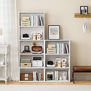 oneinmil Bookcase and Bookshelf, Floor Standing 5-Story High Bookshelf, Display Storage Rack, Home Decorative Furniture, Suitable for Home Offices, Living Rooms, and Bedrooms, White