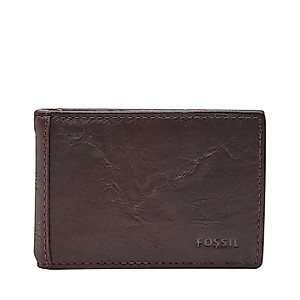 Fossil Men's Neel Leather Slim Minimalist Money Clip Bifold Front Pocket Wallet, Brown, (Model: ML3887200)