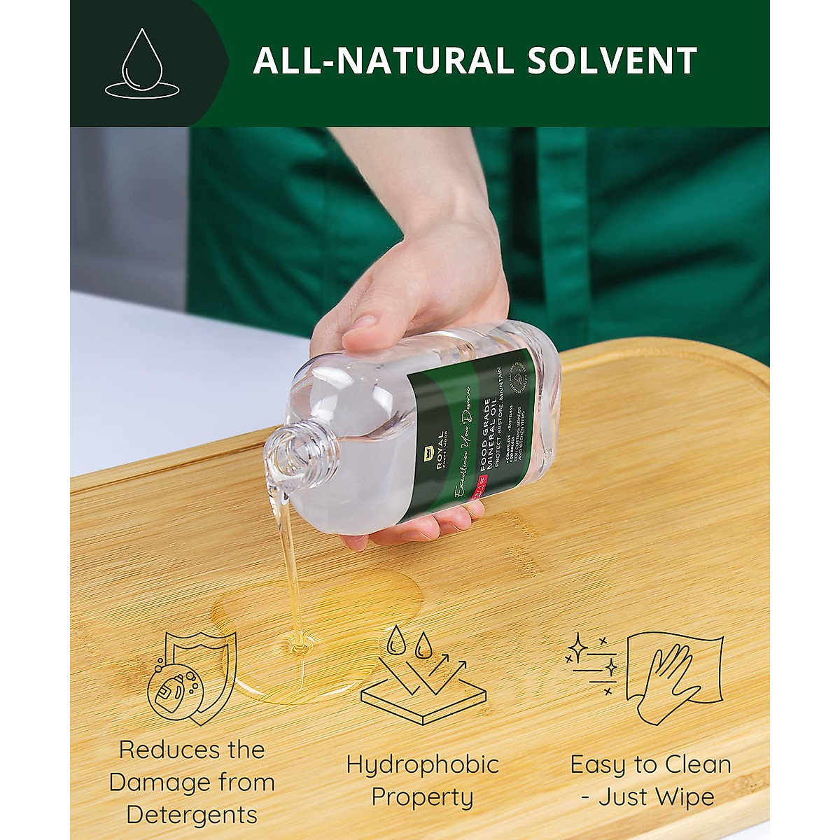 ROYAL CRAFT WOOD Food Grade Mineral Oil for Bamboo and Wooden Cutting Boards and Kitchen Utensils & Supplies, Premium Grade Nourishing Cutting Board Oil Cleanser 10.1 Fl Oz