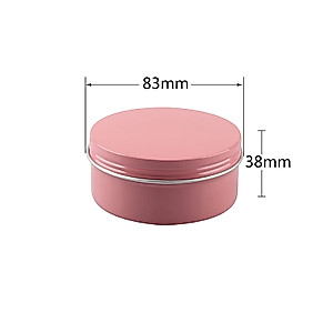 DLIBUY 24 Pcs 150ml 150g Empty Round Pink Aluminum Tin Jars with Screw Lids Cosmetics Lip Balm Containers Pots for DIY Candle Salve Powder Crafts Storage Cans 3x Alu Spoon, 24x Ø 70cm Labels