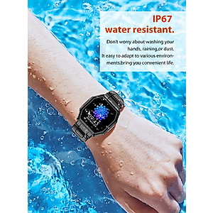 Smart Watches for Men Activity Fitness Tracker with Bluetooth Call Heart Rate Blood Pressure Blood Oxygen Sleep Monitor IP67 Waterproof 1.54" Touch Screen Smart Watch for iOS Android (Black)