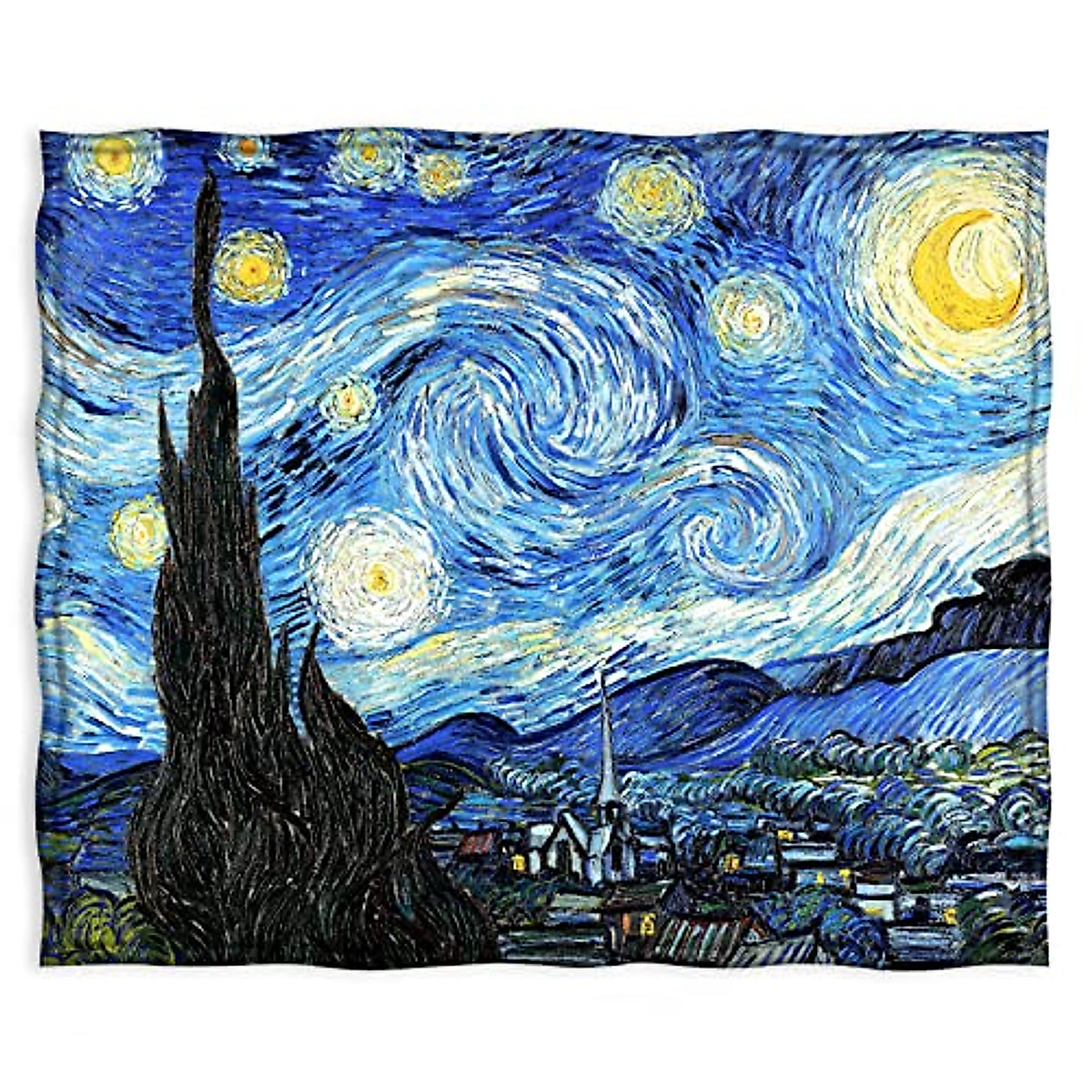 Jekeno Blanket The Starry Night by Vincent Van Gogh - Art Print Throw Blanket Lightweight Soft Cozy for Sofa Chair Bed Office Adults Kids Gift 50"x60"