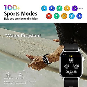 Smart Watch with Blood Glucose Monitor for Men Women, Bluetooth Calling Smartwatch for Android iOS Phones, Non-invasive Blood Sugar Test Oxygen Pressure Fitness Tracker Watch, 1.85" Touch Screen