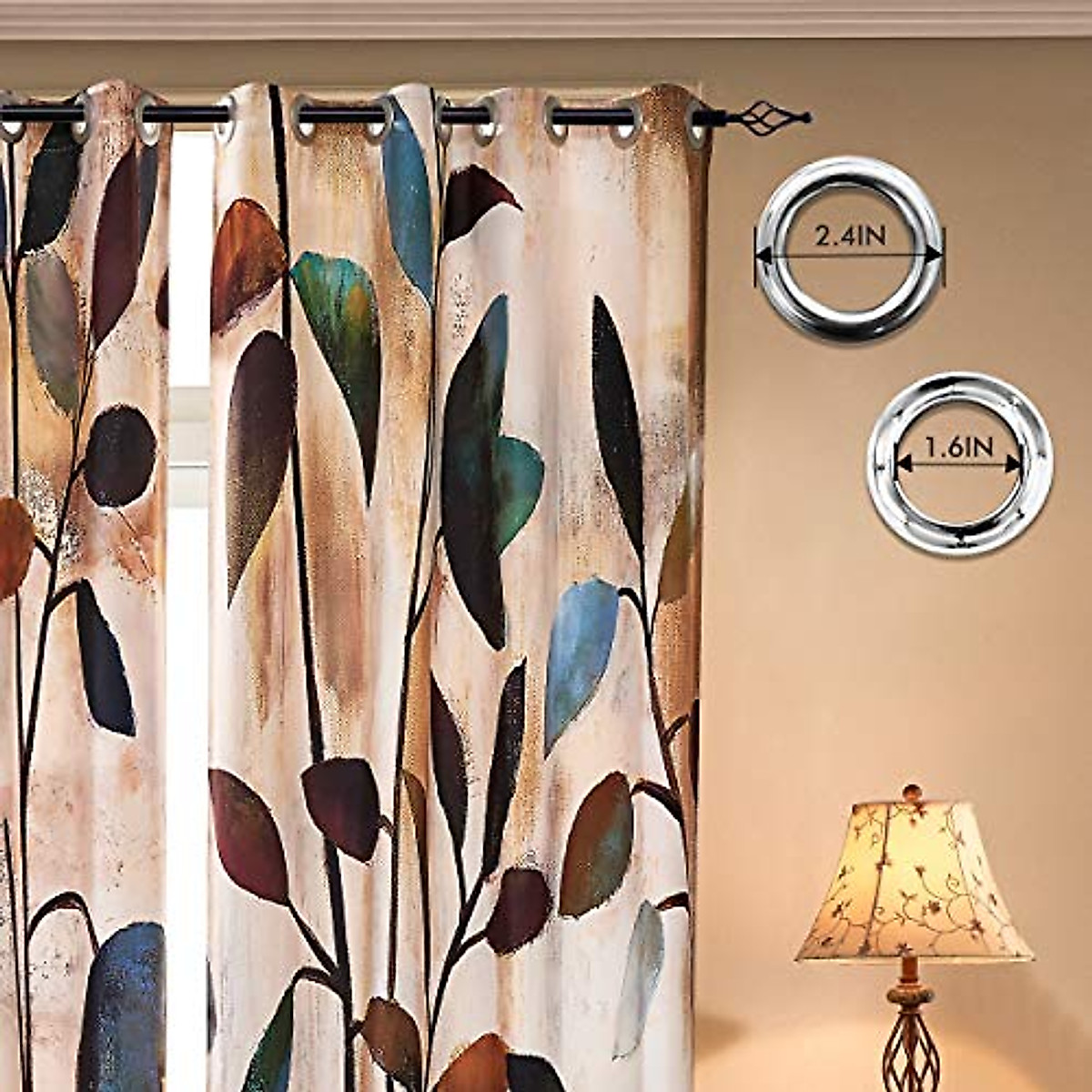 subrtex Printed Curtains Room Darkening for Bedroom Living Room Kids Room Dining Room Valance Colorful Window Drapes 2 Panel Set (52'' x 63'', Brown)