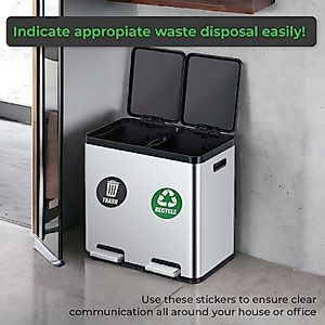 4 Pack Recycle Sticker for Trash Can,Sukh Large Sign Garbage Recycling Sticker Reuse Recycle Vinyl Perfect for Kitchen Necessity Home Essentials,Home, Office,Bars,Recycling Stickers for Trash Can