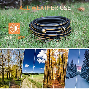 DayisTools Heavy Duty Hybrid Garden Hose 100 ft, 2024 New Flexible Water Hose 5/8 IN x 100FT, Lightweight, Super Durable, All-weather Use, Work 200 PSI, 3/4 IN GHT Solid Brass Fittings, Black Orange