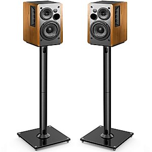 PERLESMITH Universal Floor Speaker Stands for Surround Sound up to 22LBS, 28 Inch Bookshelf Speaker Stand for Klipsch, Polk, Yamaha & Other Large Satellite, Bookshelf Speakers, Studio Monitors,1 Pair