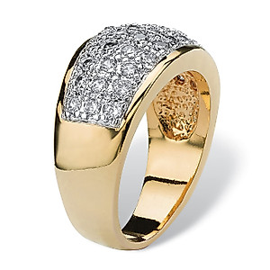 PalmBeach Yellow Gold-plated Round Cubic Zirconia Dome Pave Ring Sizes 6-10 Size 6