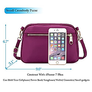 Collsants Small Crossbody Purse Mini Nylon Travel Shoulder Bag Multi Zipper Pockets (Black)