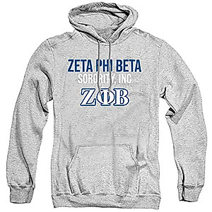 Zeta Phi Beta Sorority Official Stacked Unisex Adult Pull-Over Hoodie, Athletic Heather, X-Large
