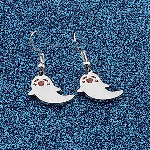 WUSUANED Cute Ghost Earrings Hu Tao Ghost Shape Jewelry Genshin Halloween Cosplay Gifts For Game Anime Lovers (Ghost earrings)