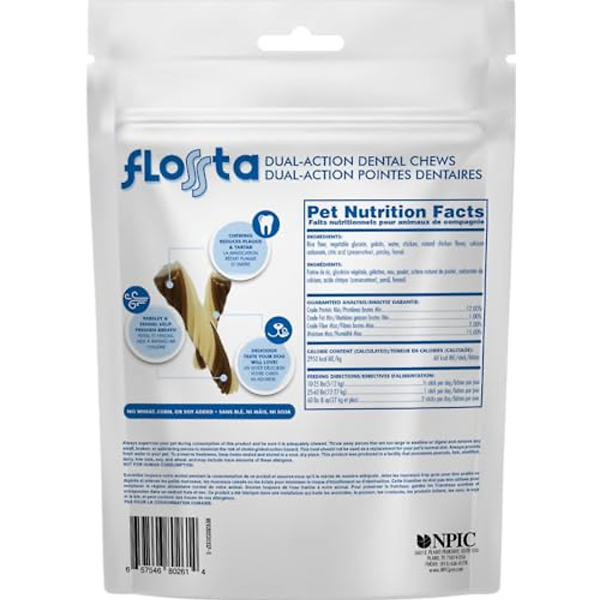 N-Bone FLOSSta Dual Action Dental Chews Chicken Flavor, 6.4-oz Bag