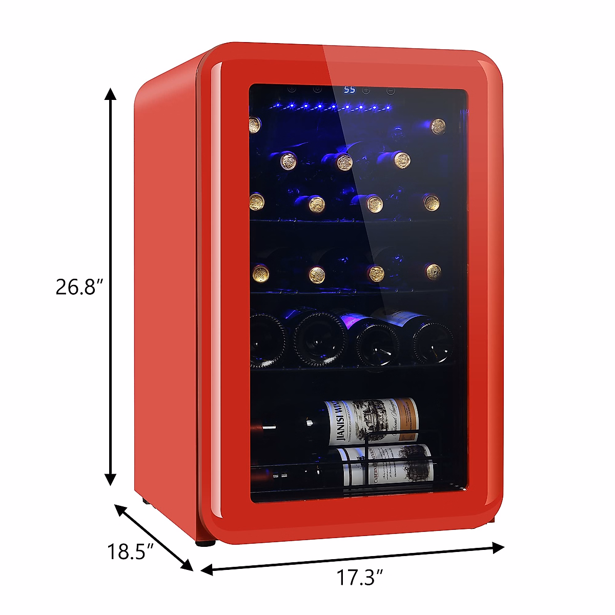 Yehha 1 Cellars 24 Bottle, Compressor Freestanding Refrigerator, Single Zone with Stainless Steel Glass Door, Mini Fridge Cooler, White, Champagne or Sparkling Wine, Red