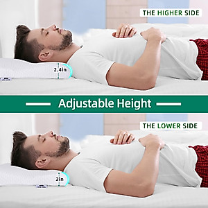 SUQ I OME Slim Sleeper-Thin Memory Foam Pillow for Sleeping,1.9'' to 2.4 '' Thin & Low Cervical Profile, Soft, for Neck Pain, Stomacher, Back and Side Sleeper(23.6x13.7x2.4/1.9 inch,White)